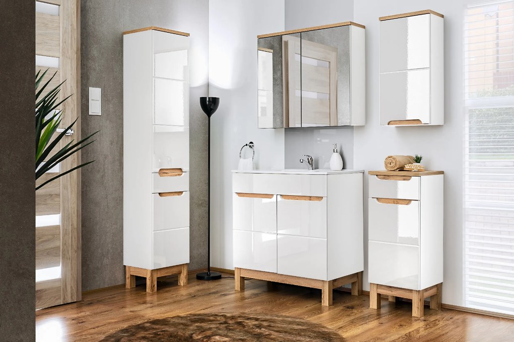 Comad Koupelnová skříňka pod umyvadlo Bali White 80 bílá/dub wotan
