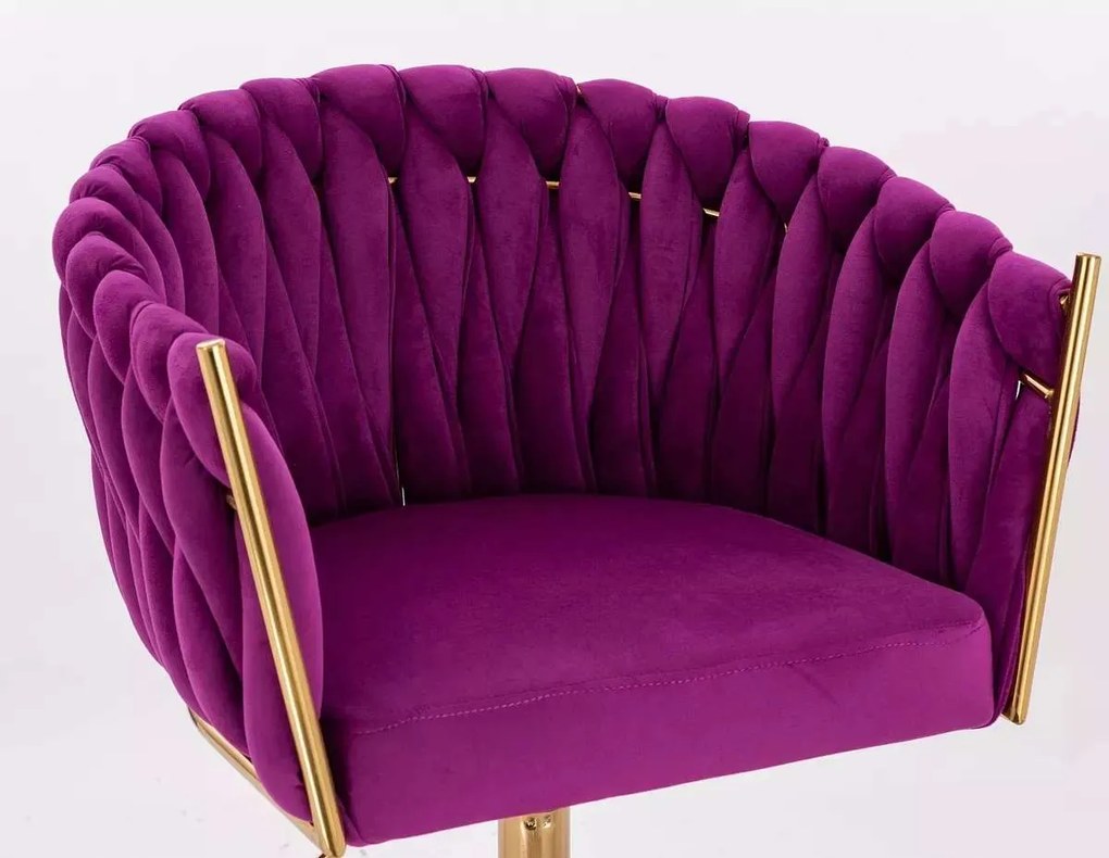 LuxuryForm DESIGN Barová židle NORDEN VELUR na zlaté kulaté podstavě - fuchsie