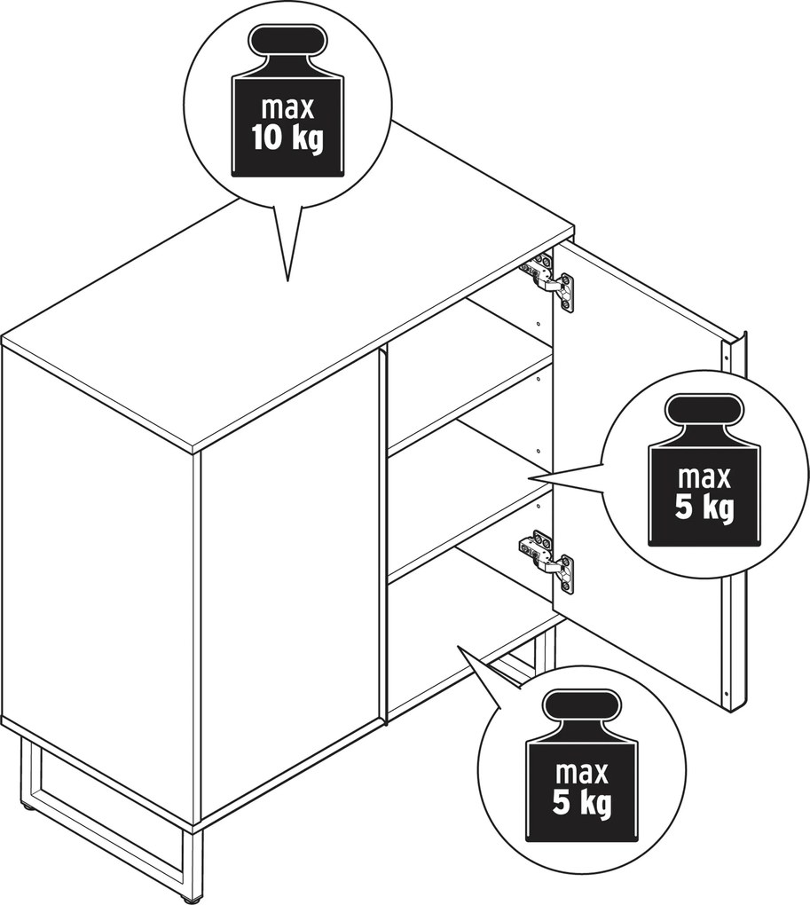 Tchibo - Komoda »Leeg« se 2 dvířky - barva: šedá