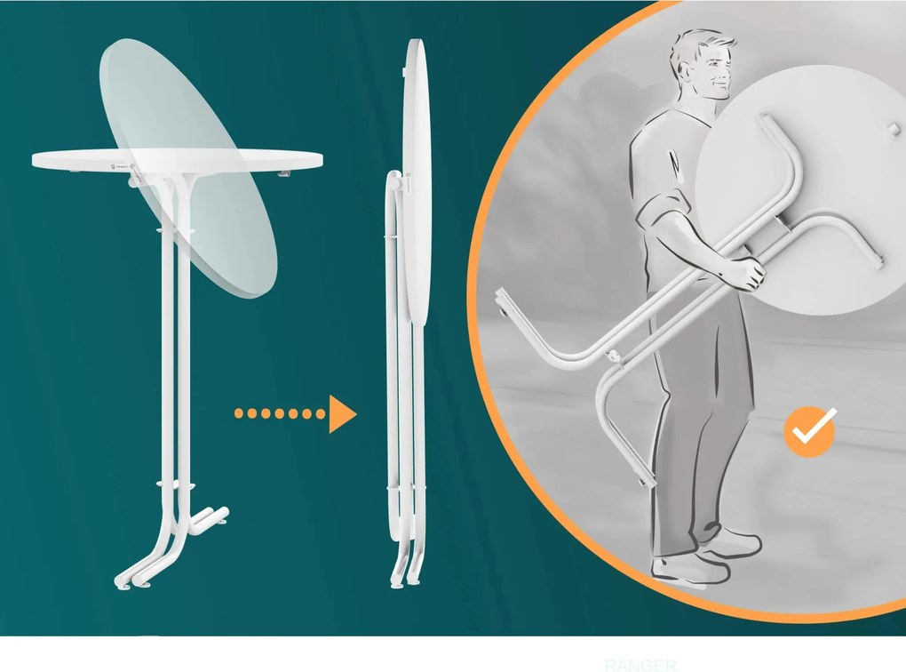 Cateringový skládací barový stůl Ofelie 80 cm bílý
