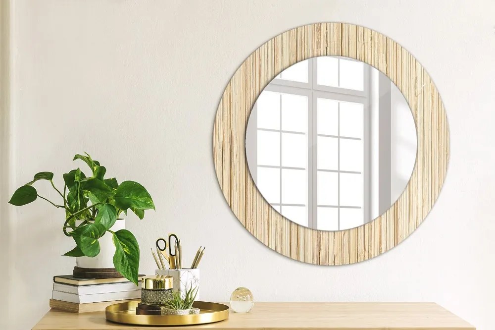 Kulaté dekorativní zrcadlo na zeď Bambusová sláma fi 50 cm