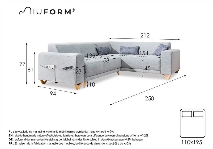 Antracitová rozkládací/s úložným prostorem rohová pohovka (pravý roh/do L) Classy Sophie – Miuform
