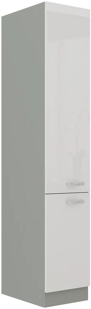 40 cm skříňka vysoká dvoudveřová Barevné provedení: Bianca - Šedá / Bílý lesk