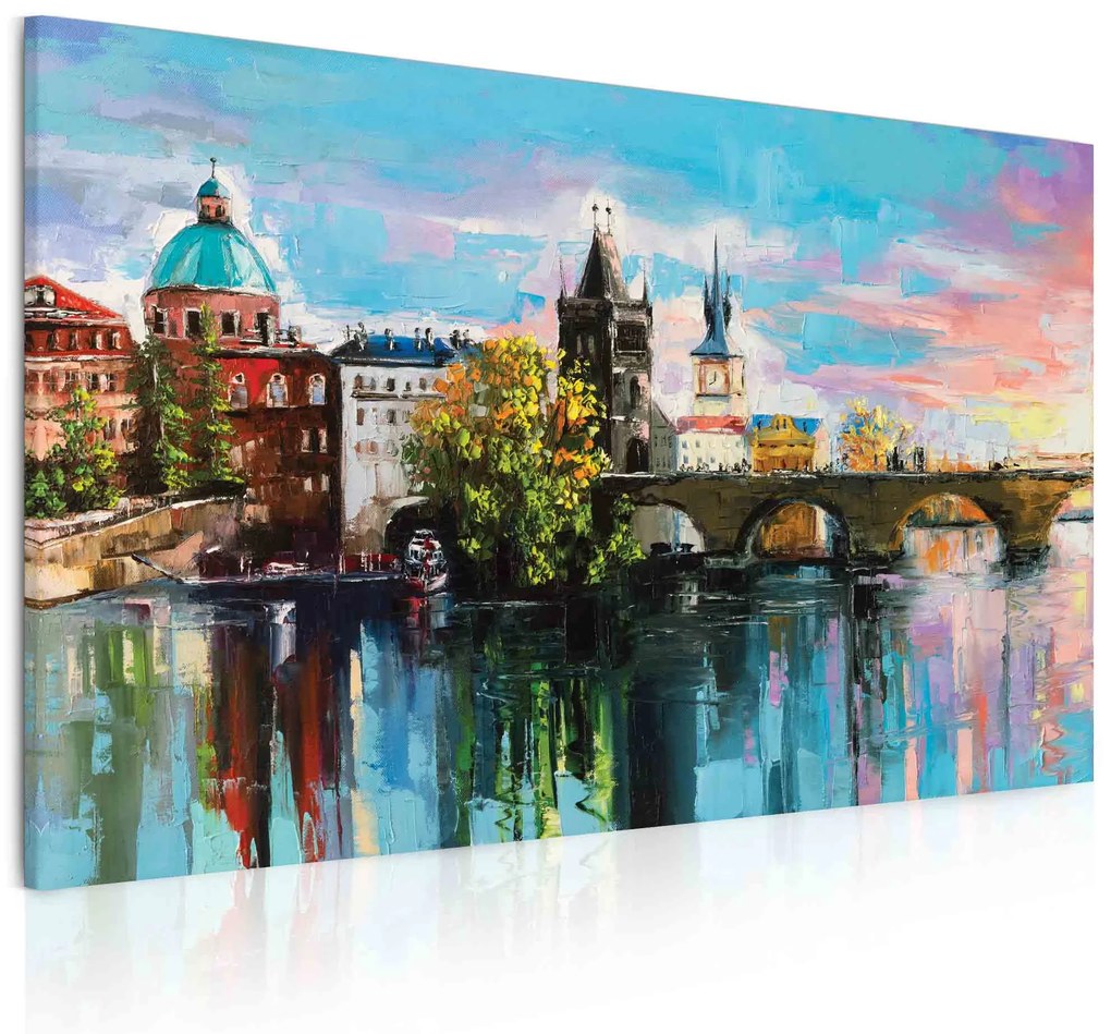 Malvis ® Obraz malovaný Karlův most Velikost (šířka x výška): obdélník - 130x60 cm