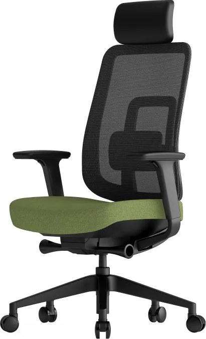 Office Pro Kancelářská ergonomická židle K42 SP – síť/ čalouněná, zelená