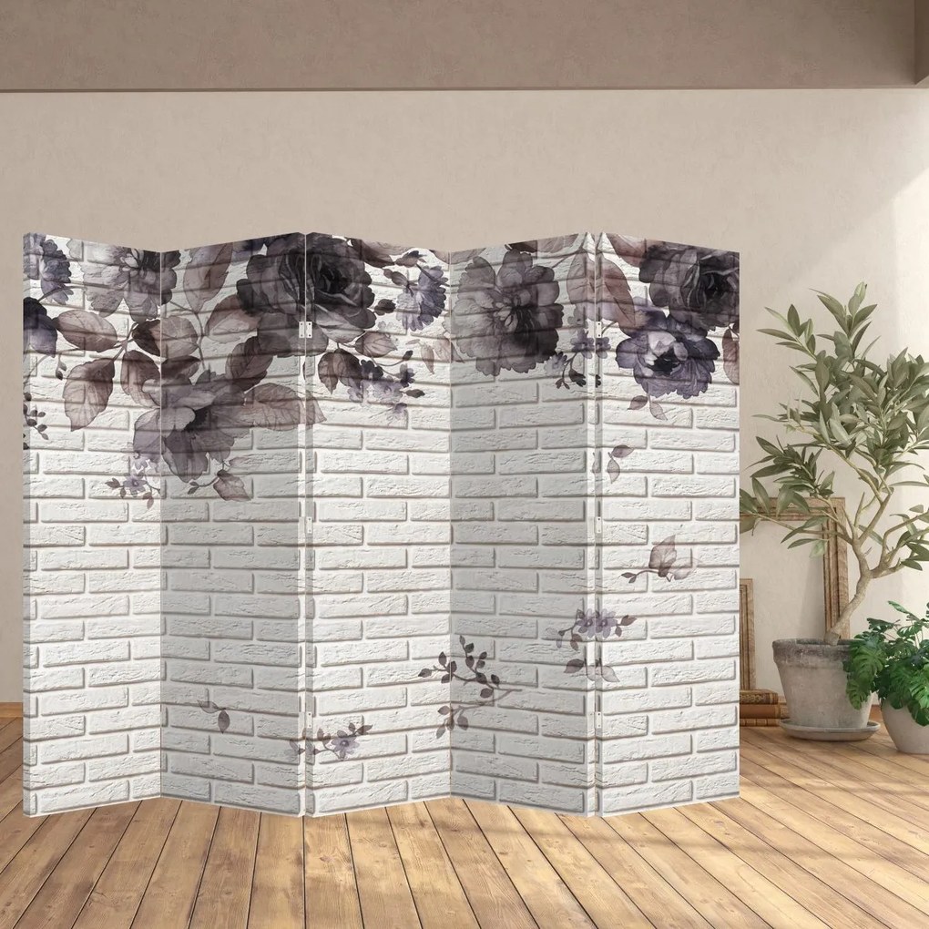 Paraván - Zeď s kyticí (210x170 cm)