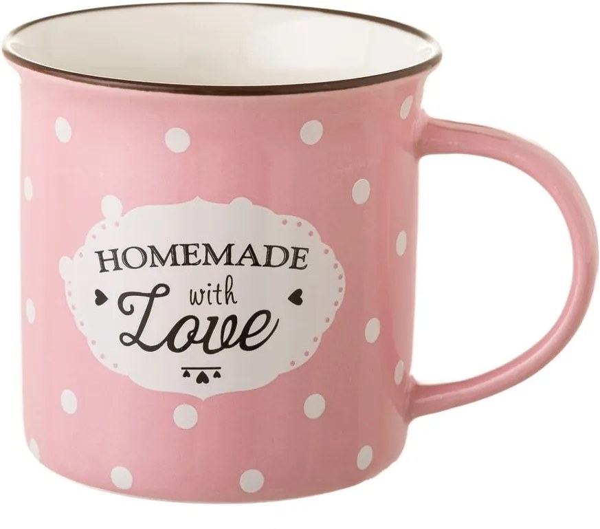 Růžový hrnek z kostního porcelánu Unimasa Homemade, 230 ml