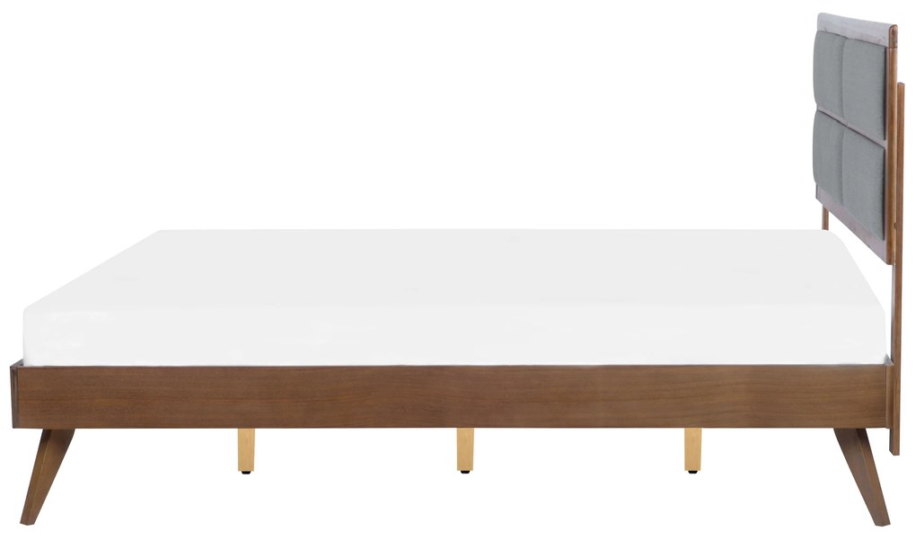 Tmavě hnědá dřevěná postel s rámem POISSY 160 x 200 cm Beliani