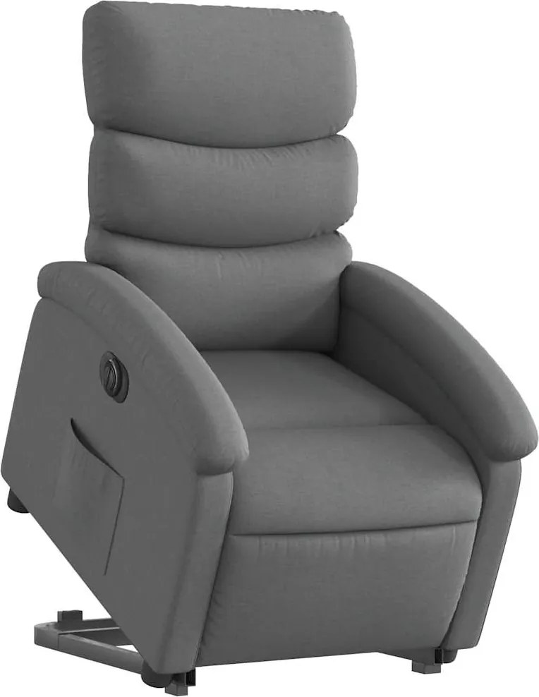 Elektrické zvedací polohovací křeslo tmavě šedé textil 3204003