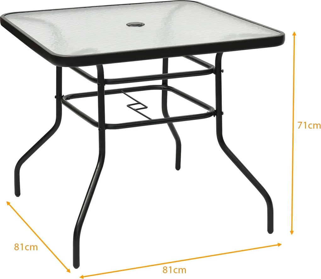 Costway Terasový stolek obdélníkový se stolní deskou bistro, černý