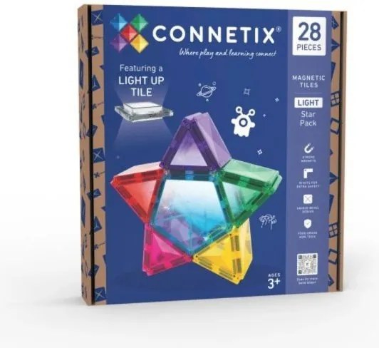 Connetix tiles light star magnetická stavebnice, 28 ks