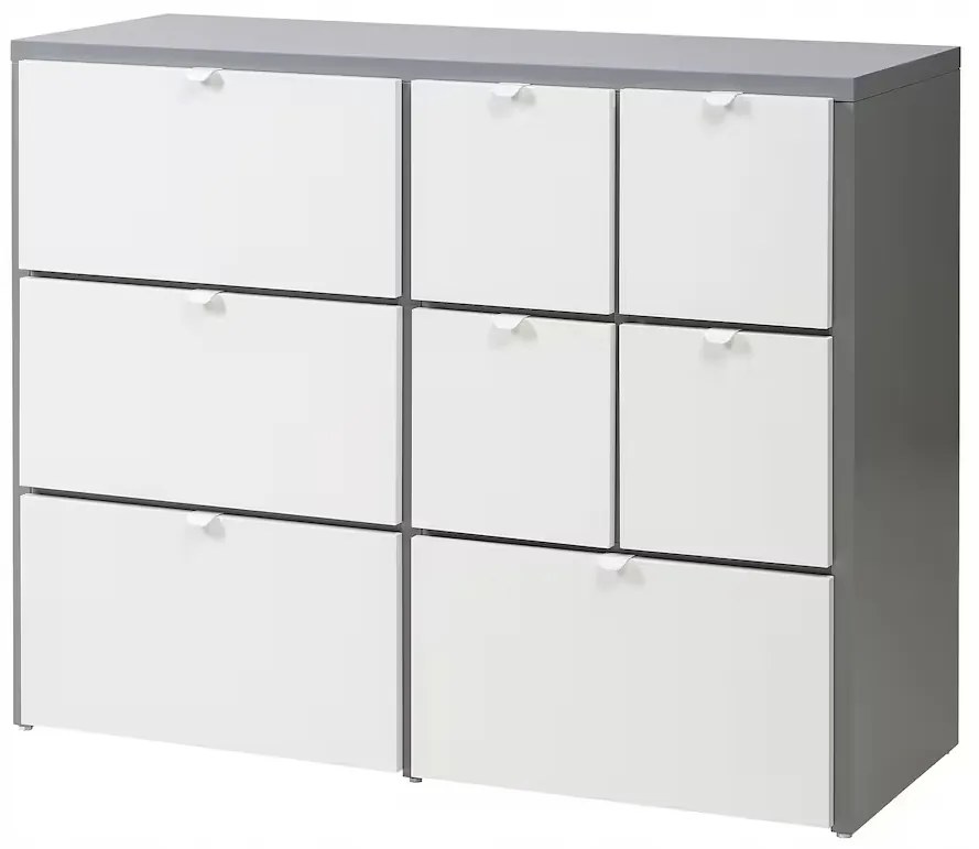IKEA VISTHUS Komoda, 8 zásuvek, 122 x 96 cm, šedá/bílá