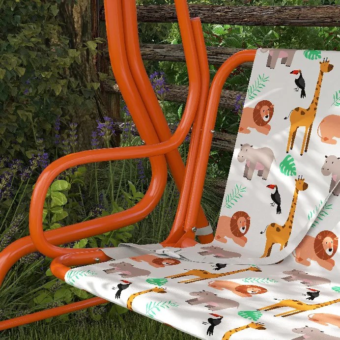 AIYAPLAY dětská zahradní houpačka 2 sedadla 112x75x120 cm oranžová