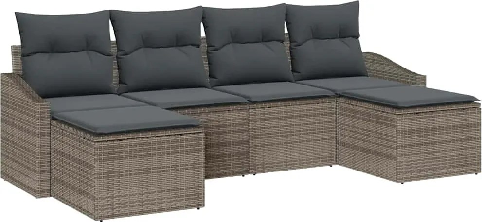Set pohovek 6 ks Šedá polyratan 3346829