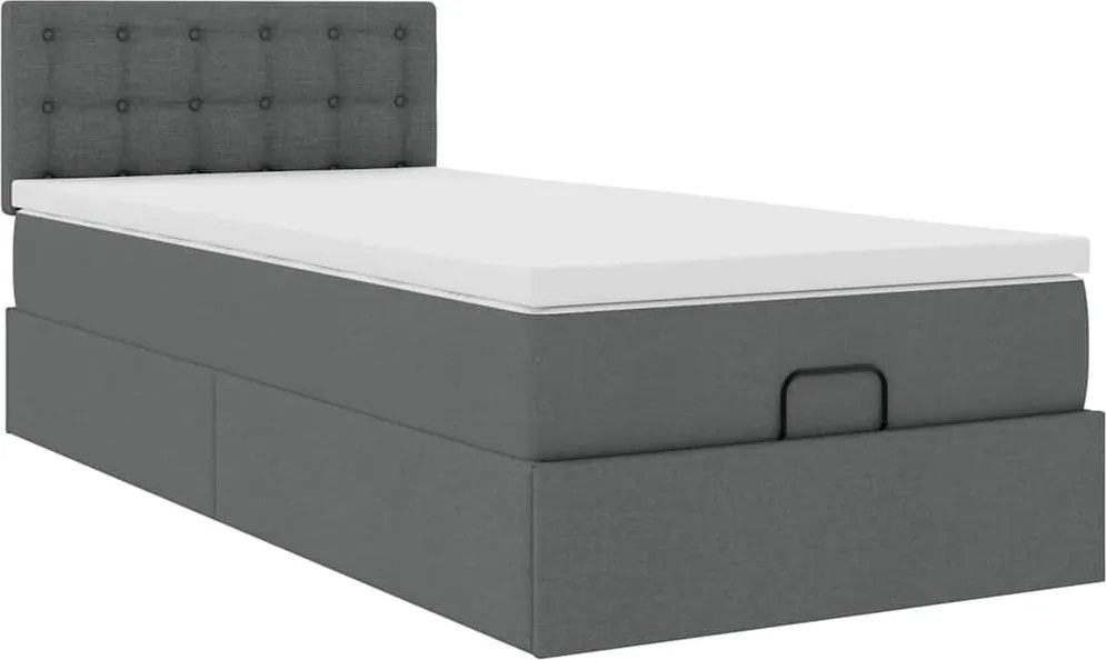 Osmanský rám postele s matrací tmavě šedá 100x200cm textil 3311602