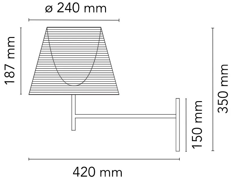 Flos F6307030 KTribe W, designové nástěnné lampa se stmívačem, 1x70W E27, kouřová, výška 35cm