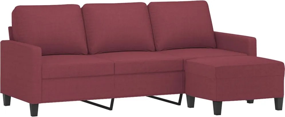 3místná pohovka s podnožkou vínová 180 cm textil 3201043