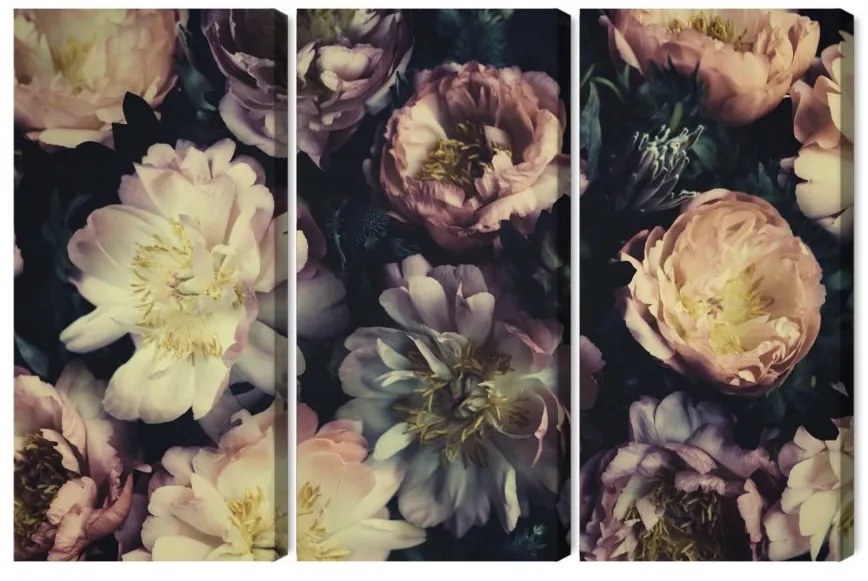 Vícedílný obraz Kytice Barevných Květin Ve Vintage Stylu Nedostatek Nedostatek Plátno Canvas 60x40