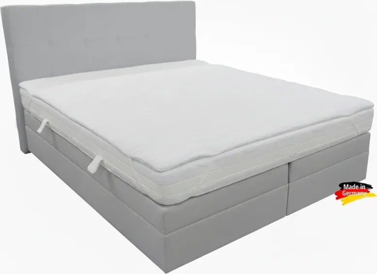 Kontinentální postel Emma Premium Home boxspring 200x160 sv. šedá s úložným prostorem