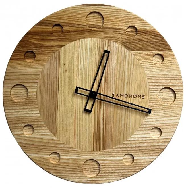 Kamohome Dřevěné nástěnné hodiny TAURUS Průměr hodin: 40 cm, Materiál: Ořech evropský