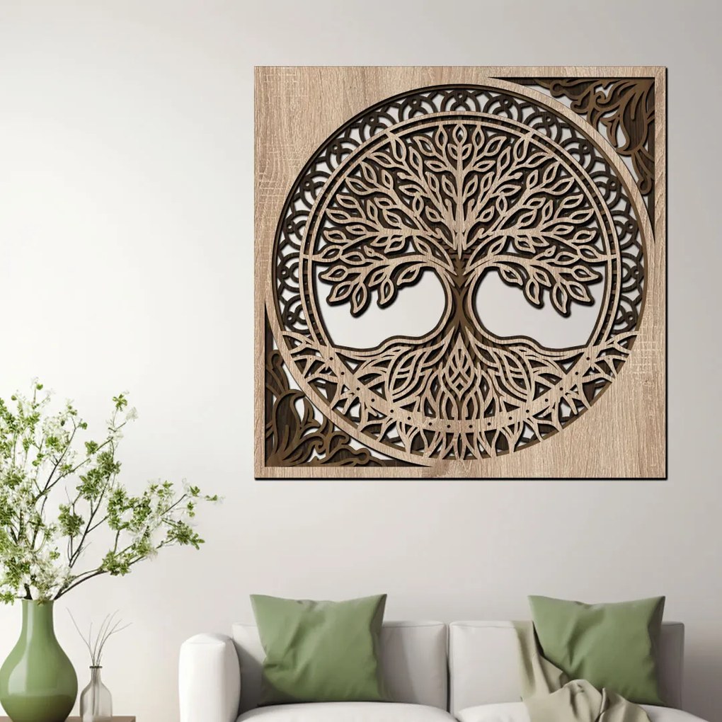 dřevo života Dřevěný strom ZÁZRAKŮ Zvolte rozměr (cm): 60x60, Zvolte barvu dekoru: Ořech-dub sonoma-wenge