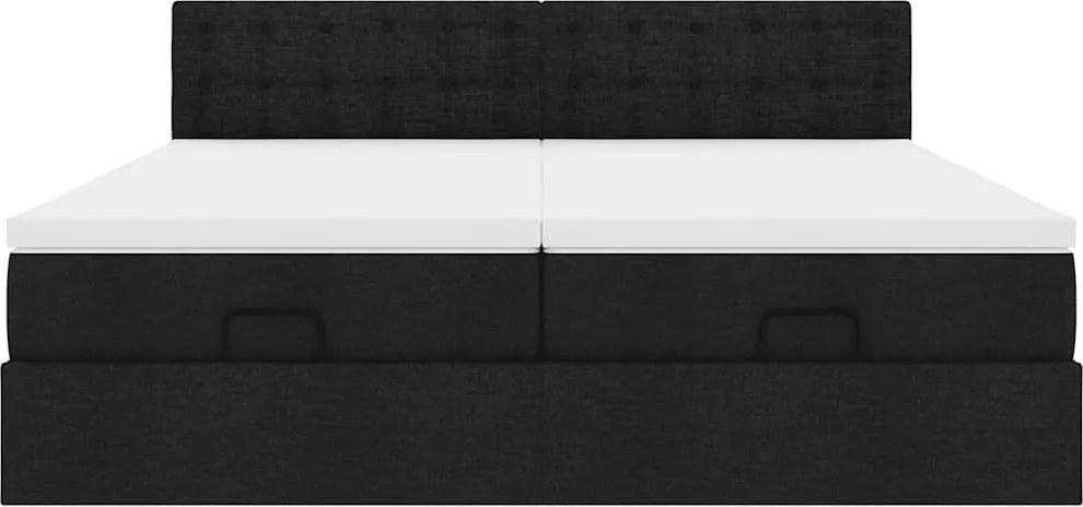 Osmanský rám postele s matrací černý 200x200cm textil 3312045
