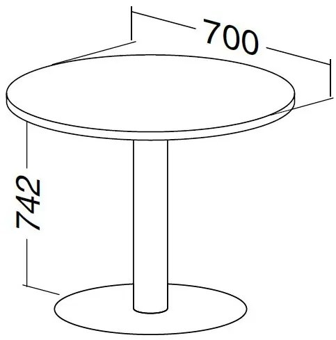 Jednací stůl ProOffice, průměr 70 cm, třešeň