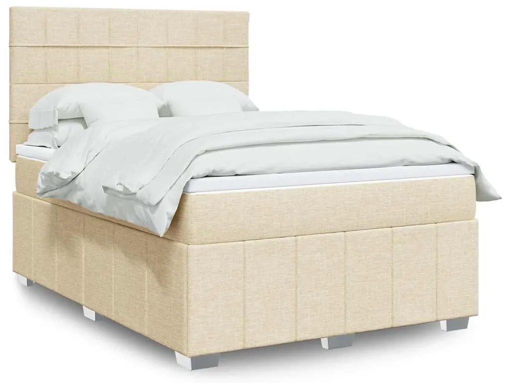 Box spring postel s matrací krémová 140x190 cm textil 3293968