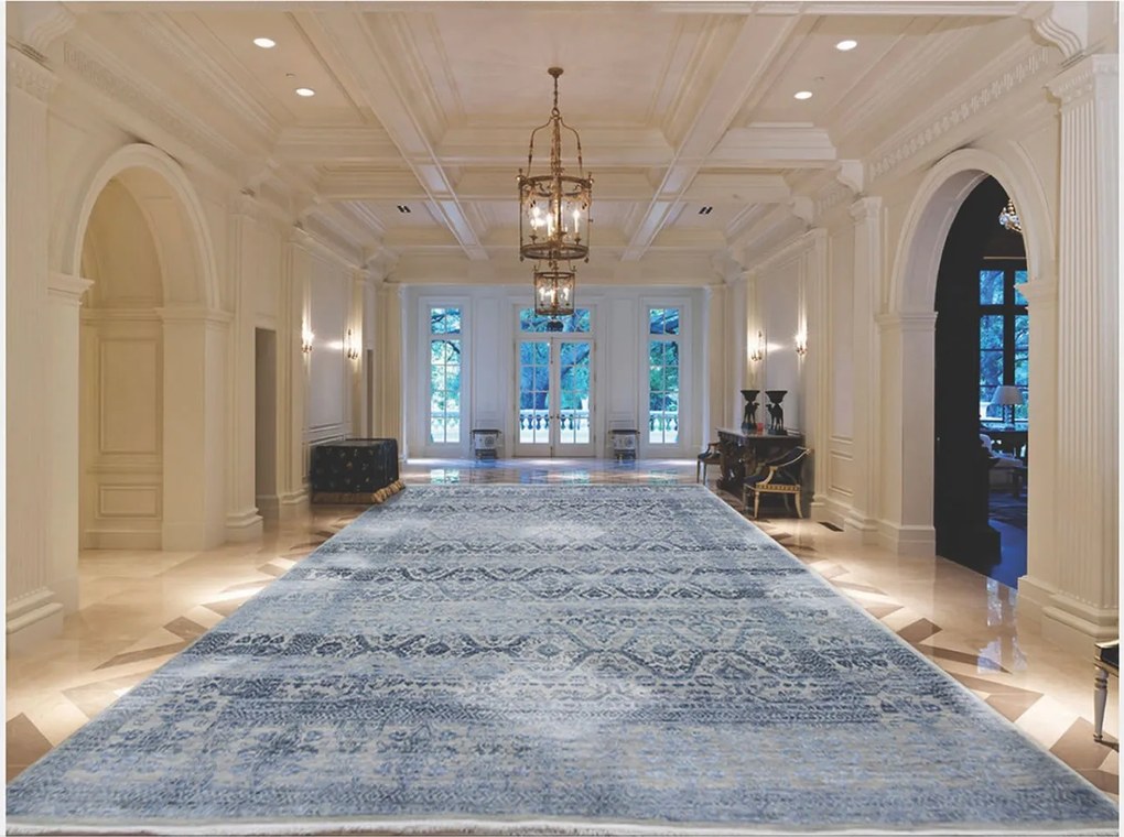 Ručne viazaný kusový koberec Diamond DC-HALI B Silver / blue, 245x305, modrá, chodba / predsieň, Diamond Carpets India