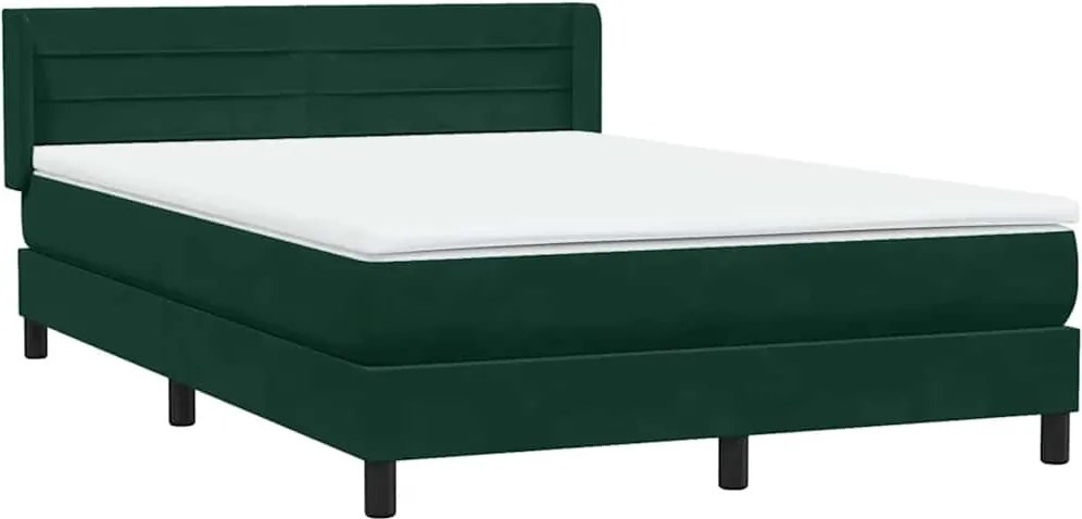 Box spring postel s matrací tmavě zelená 160x220 cm samet 3318246