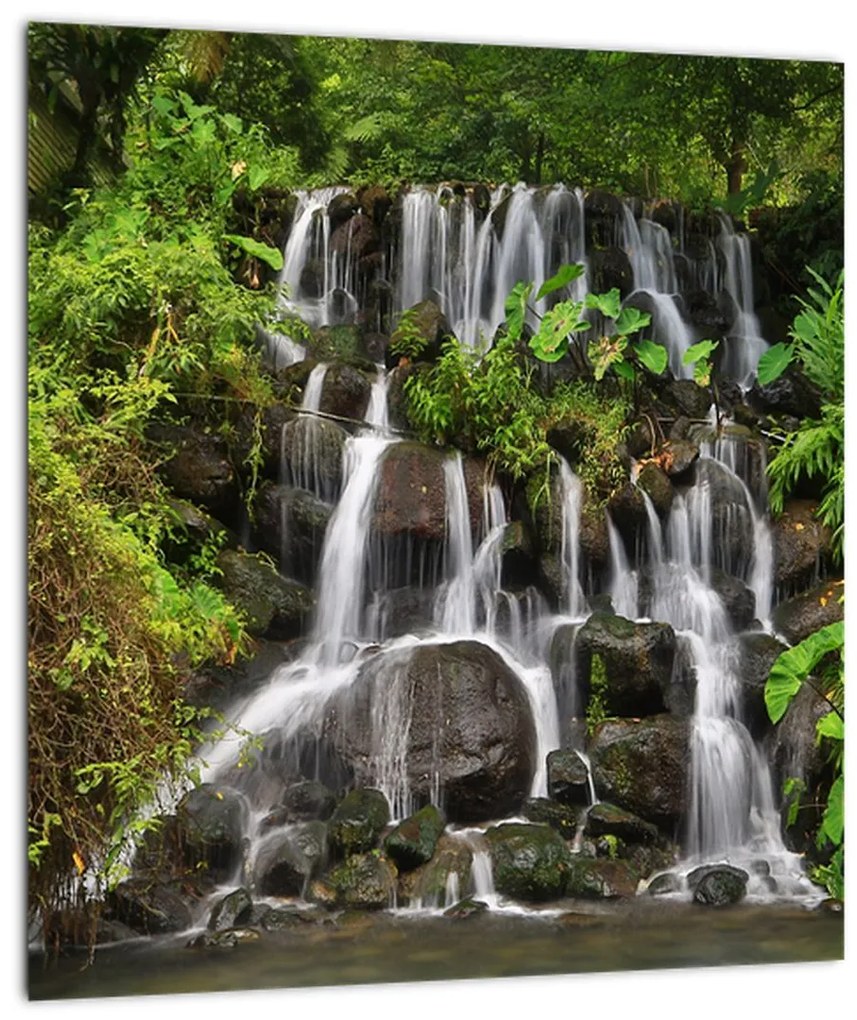 Obraz vodopádů v tropickém lese (30x30 cm)