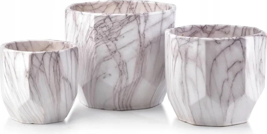 3 Květináče keramické květiny Mondex Neva Marble K3
