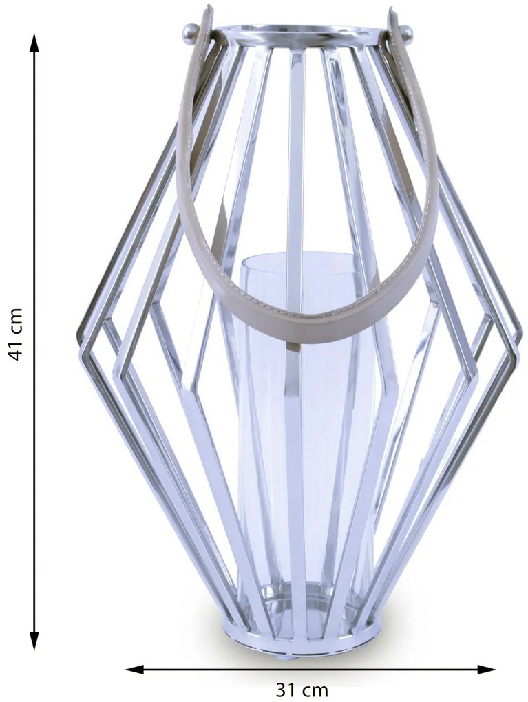LUCERNA GEO 41X31 CM STŘÍBRNÁ