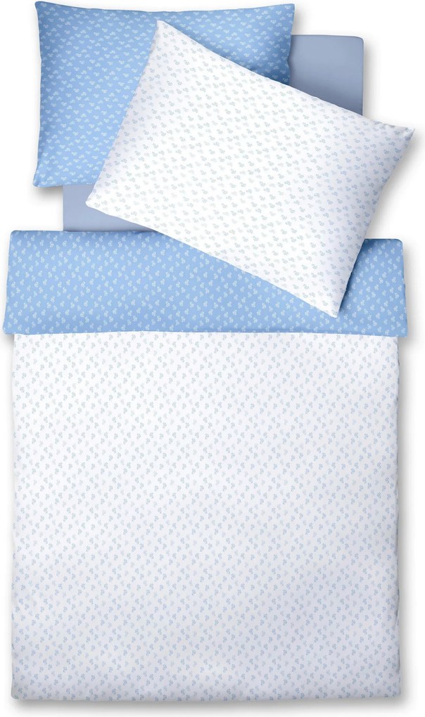XXXLutz POVLEČENÍ, vzhled lnu, bílá, světle modrá, 140/200 cm Fleuresse - Povlečení - 003273005802