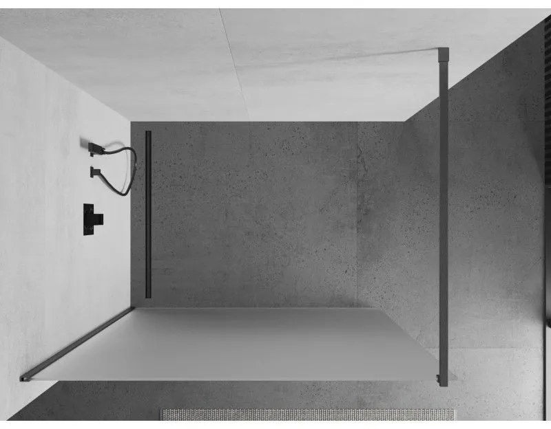 Mexen Kioto, sprchová zástěna Walk-In 130 x 200 cm, 8mm sklo námraza, grafitový profil, 800-130-101-66-30