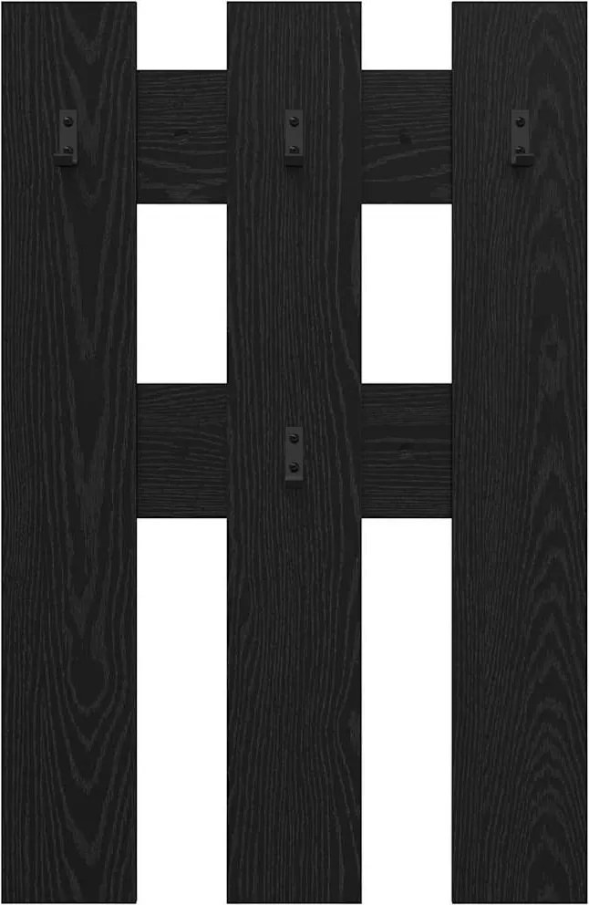 věšák, nástěnný, 3 prkna, háčky, kompozitní dřevo, 100x65x3 cm, černý dub, Dekorino TK20260009