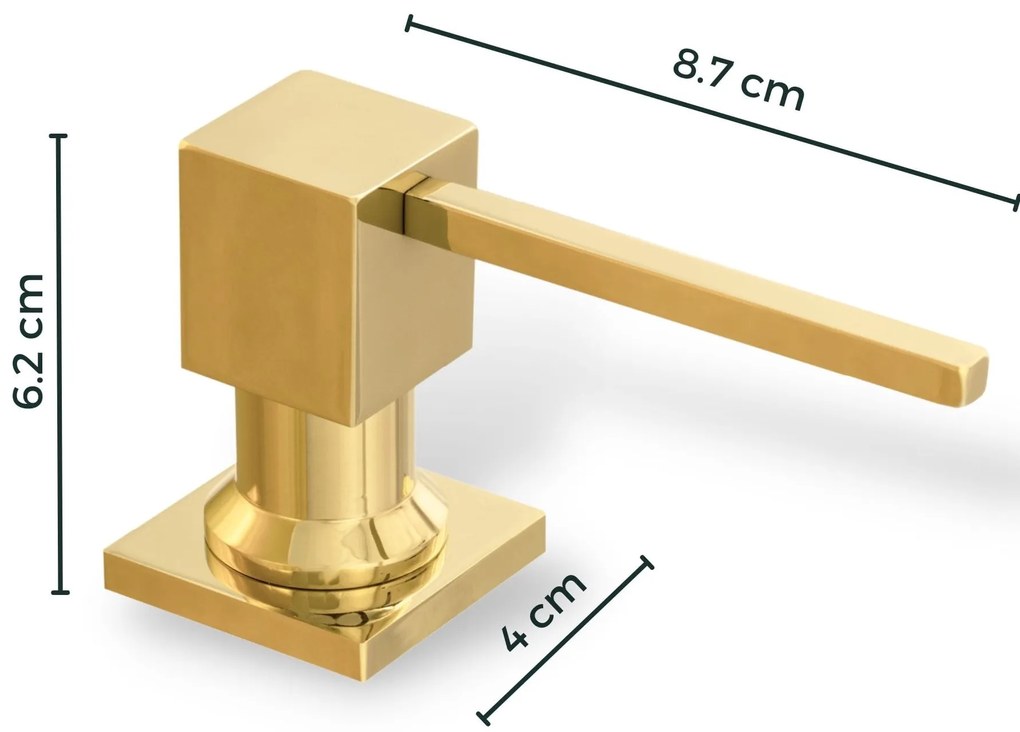Sink Quality Quatro, dávkovač saponátu pro kuchyňský dřez 400ml, zlatá lesklá, SKQ-DOK-GD