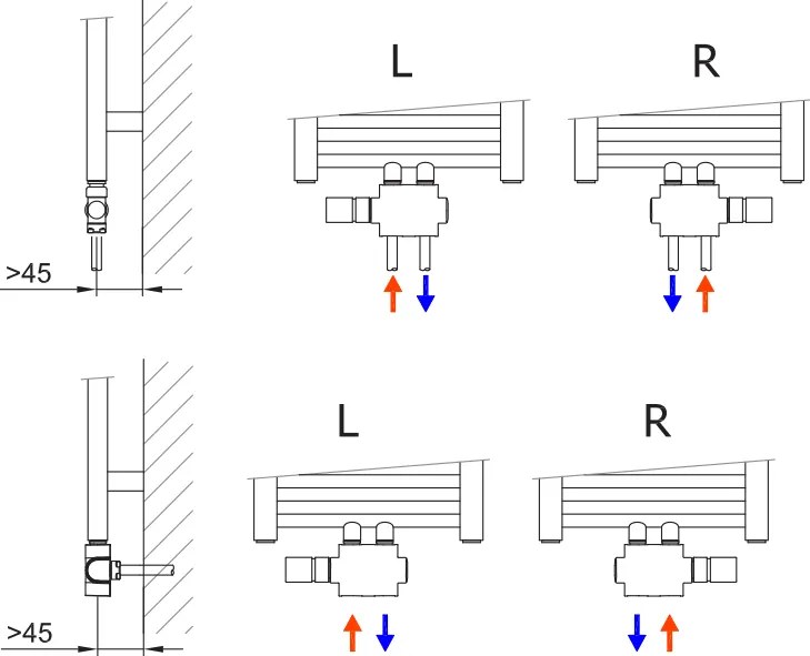 ISAN Termostatický ventil univerzální Barva: Bílá, Šroubení: měď (∅ 15mm), Orientace: Levá