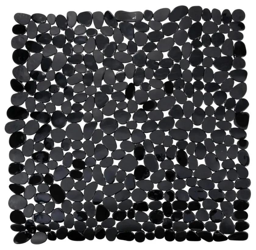 Černá protiskluzová koupelnová podložka Wenko Drop, 54 x 54 cm