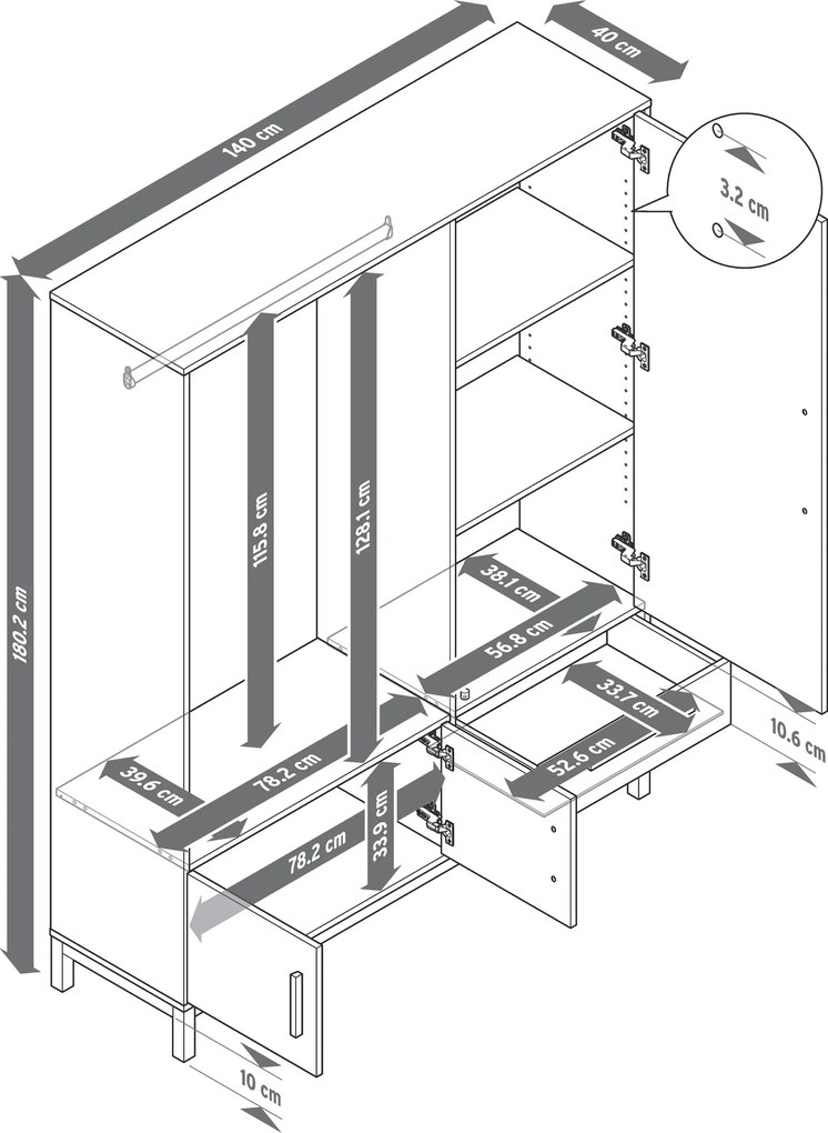 Tchibo - Šatní skříň »Eklund« - barva: bílá