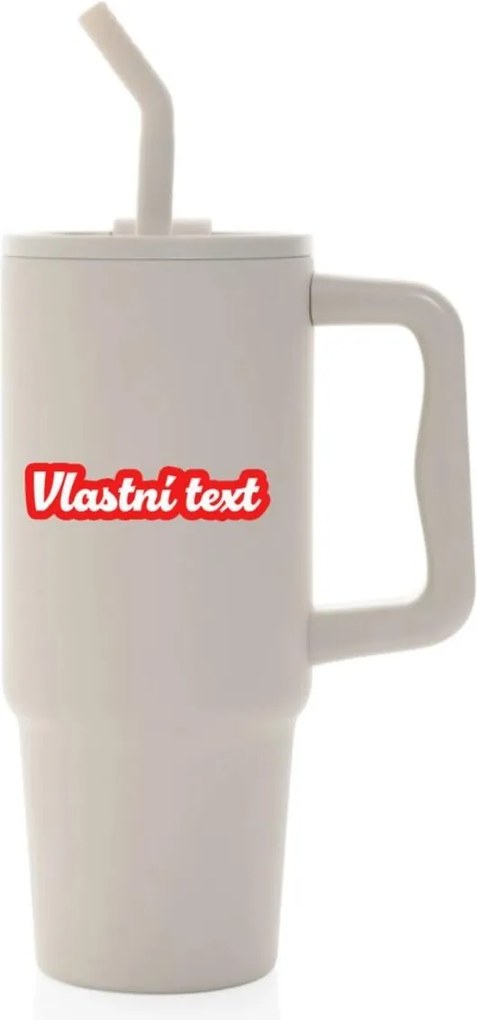 Personalizovaná nerezová termoska s barevným víčkem s vlastním textem s obrysem