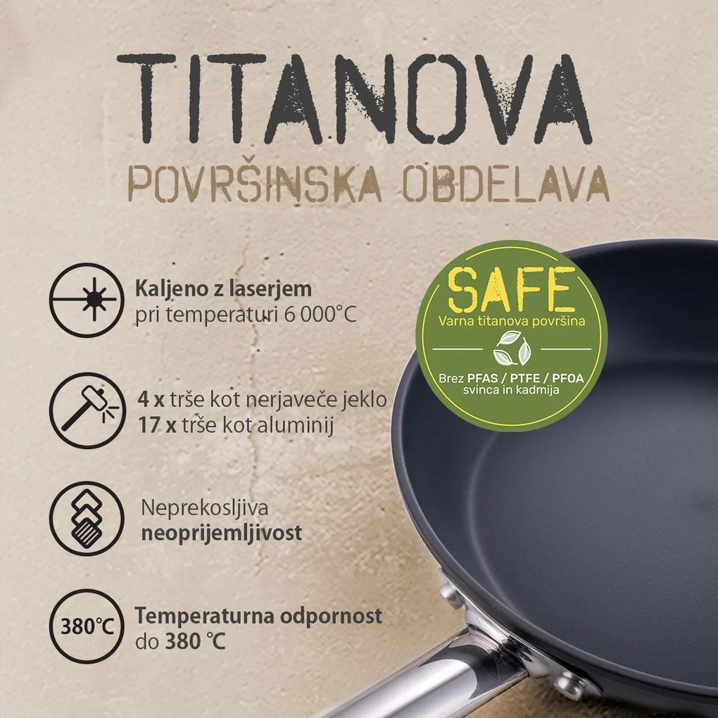 Pánev s titanovým povrchem Ø 24 cm V: 4,5 cm – Saturn Terra Lunasol - 601322