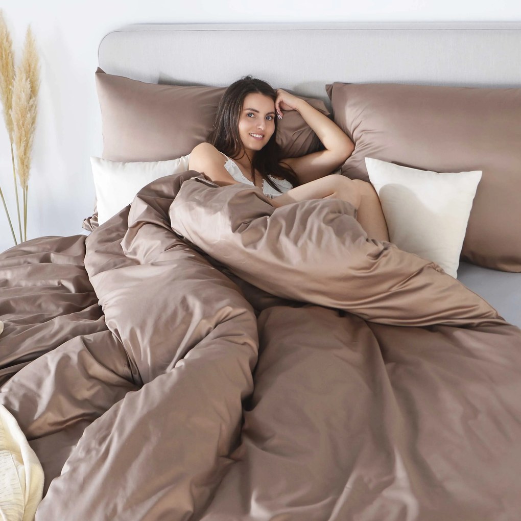 Saténové francouzské povlečení Chocolate touch - GOTS Velikost: 220 x 200 + 2 x 70 x 90