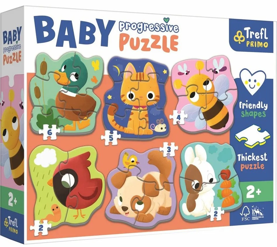 Trefl Baby puzzle Zvířátka, 6v1 (2-6 dílků)