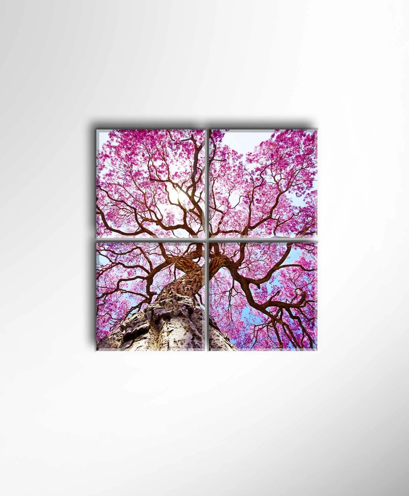 Malvis ® Obraz Rozkvetlý strom s růžovými květy ROZMĚR (šířka x výška): pětidílný obdélník 150x60 cm