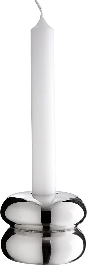 CHROME Svícen na dlouhou svíčku 7 cm - stříbrná