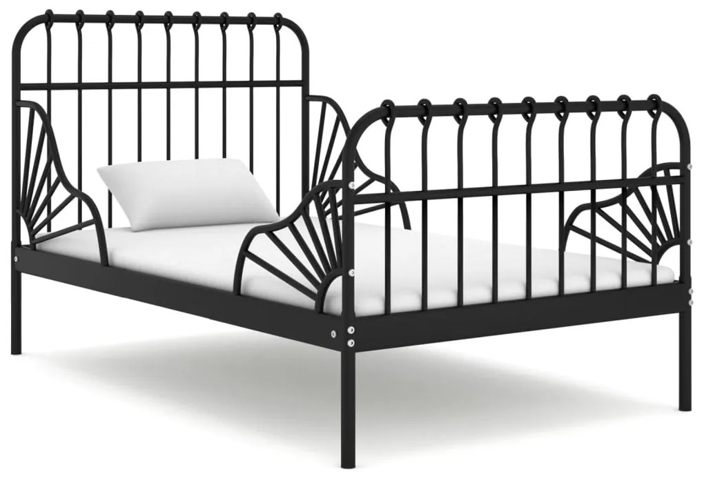 Prodloužitelný rám postele černý kov 80 x 130/200 cm 324740