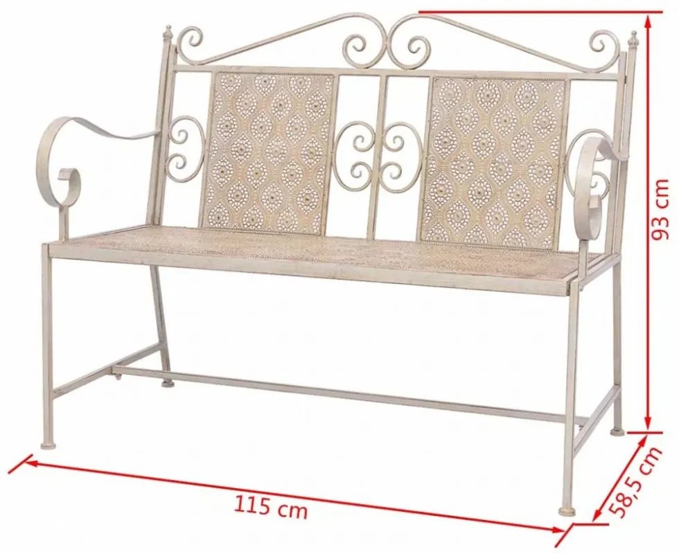 Zahradní lavice 115 cm ocel Dekorhome Bílá