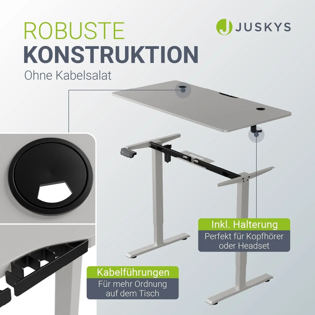Juskys Elektricky výškově nastavitelný stůl Office Stand Barva: Bílá, Velikost: 140 × 60 cm