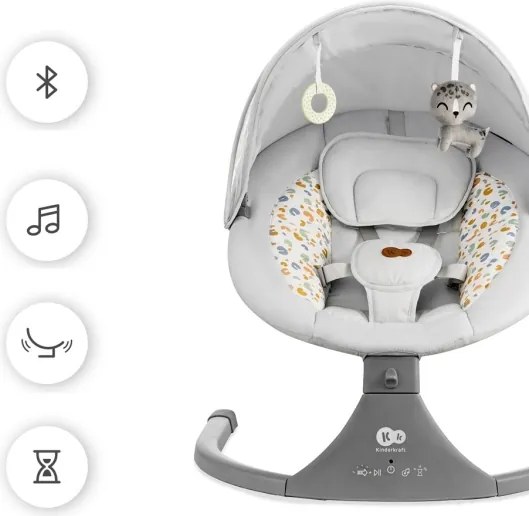 KINDERKRAFT - Dětské houpátko s melodií 2v1 LUMI světle šedá